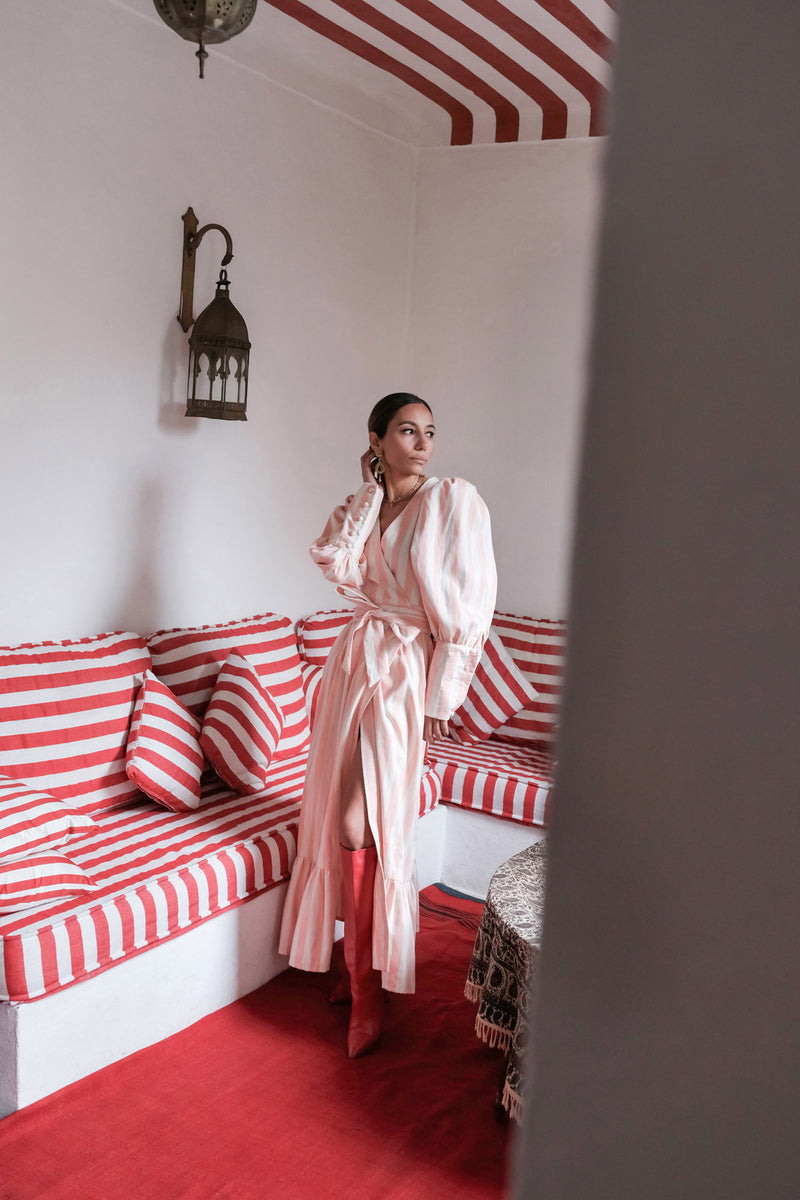 Tanja Striped Maxi Cotton Wrap Dress – bakchic